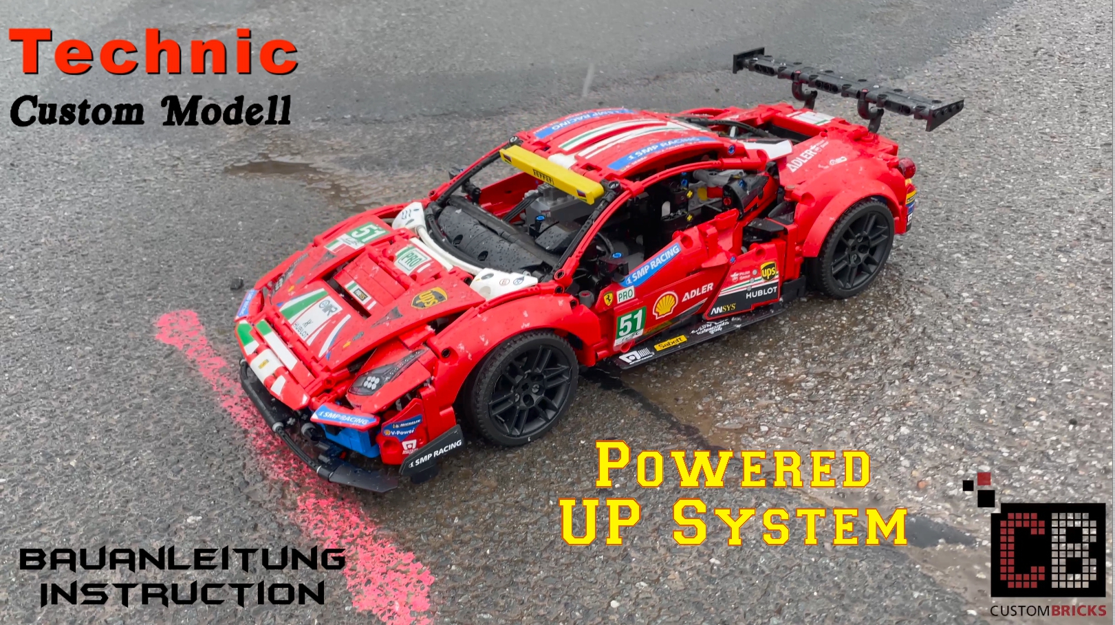 CUSTOMBRICKS.de - LEGO Technik Modell Custom 42125 Ferrari 488 GTE RC ...