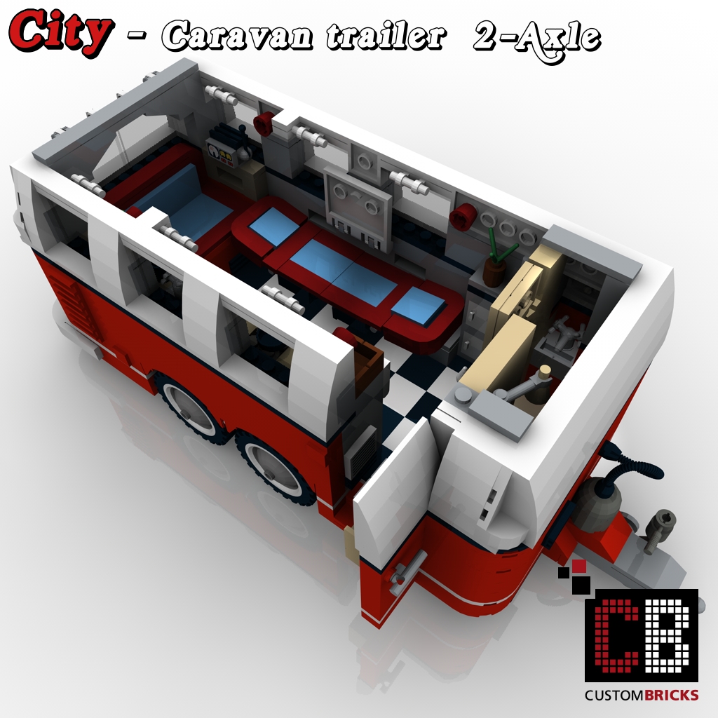 CUSTOMBRICKS.de - LEGO City Trailer Wohnwagen Camper VW T1 Bus 10220