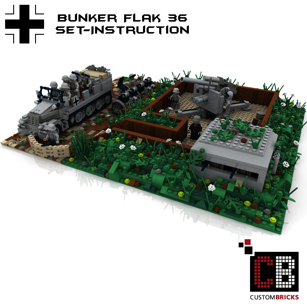 CUSTOMBRICKS.de - LEGO-Custom-WW2-WWII-SdKfz-7-Flak-36-Bunker