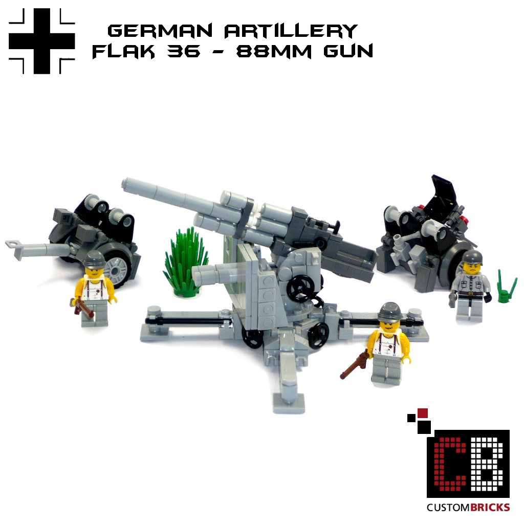 CUSTOMBRICKS.de - CUSTOM-Flak-36-mm-Pak-88-WWII-WW2-Tank-soldiers-LEGO