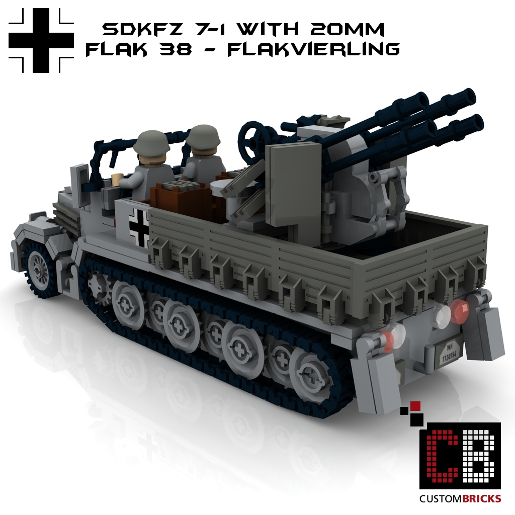 CUSTOMBRICKS.de - LEGO-Custom-WW2-SdKfz-7-1-20mm-Flak-38-Flakvierling