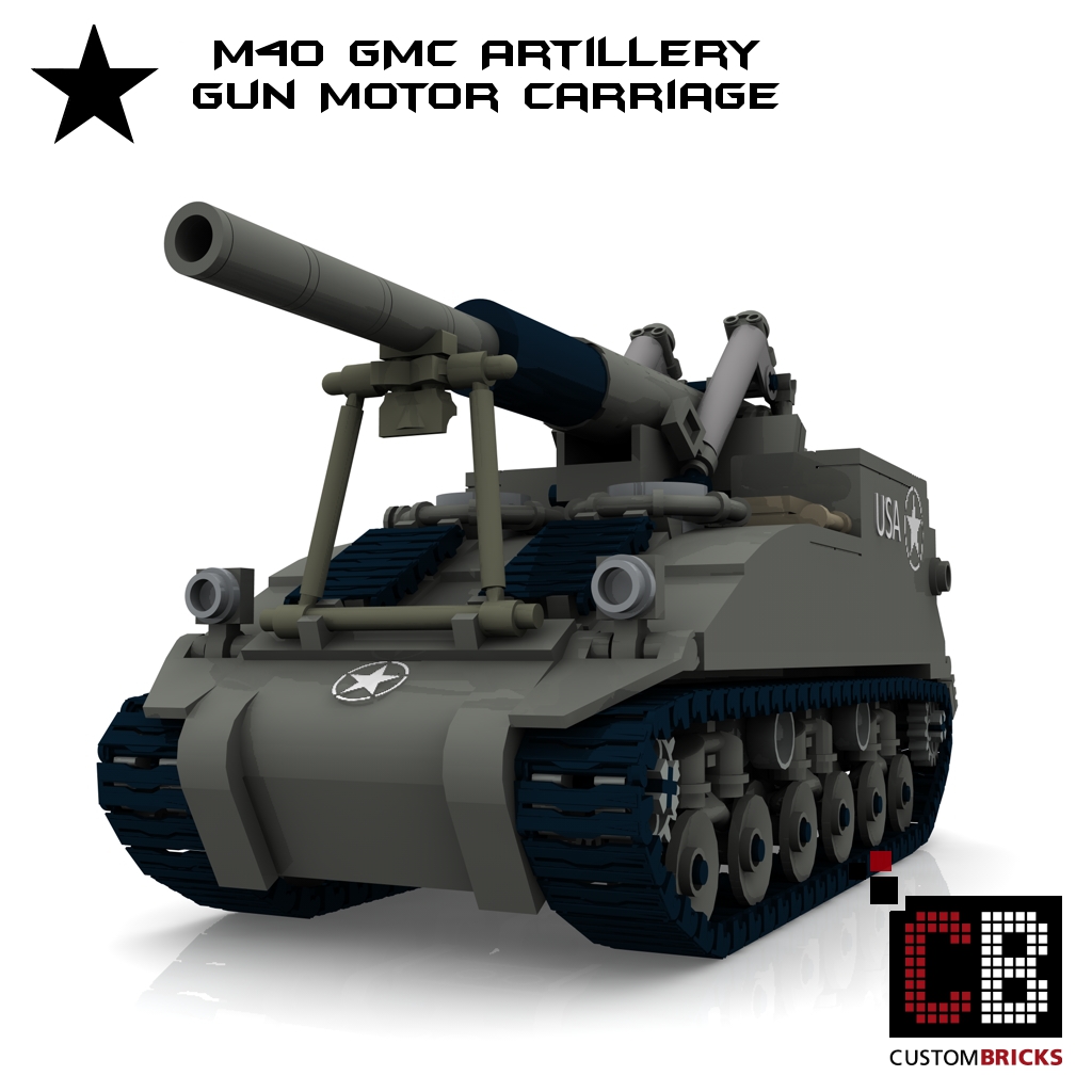 CUSTOMBRICKS.de - Custom WW2 M40 GMC - Gun Motor Carriage