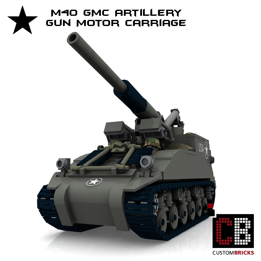 CUSTOMBRICKS.de - Custom WW2 M40 GMC - Gun Motor Carriage