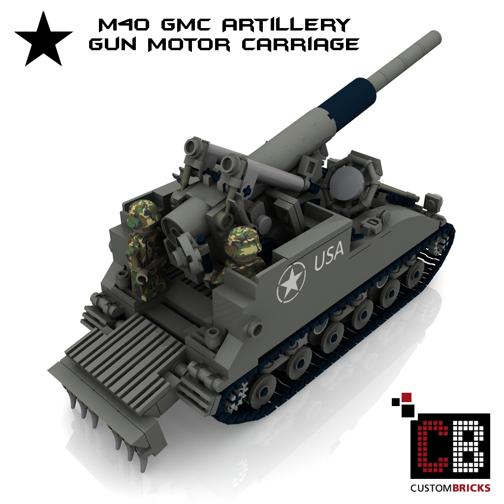 CUSTOMBRICKS.de - Custom WW2 M40 GMC - Gun Motor Carriage