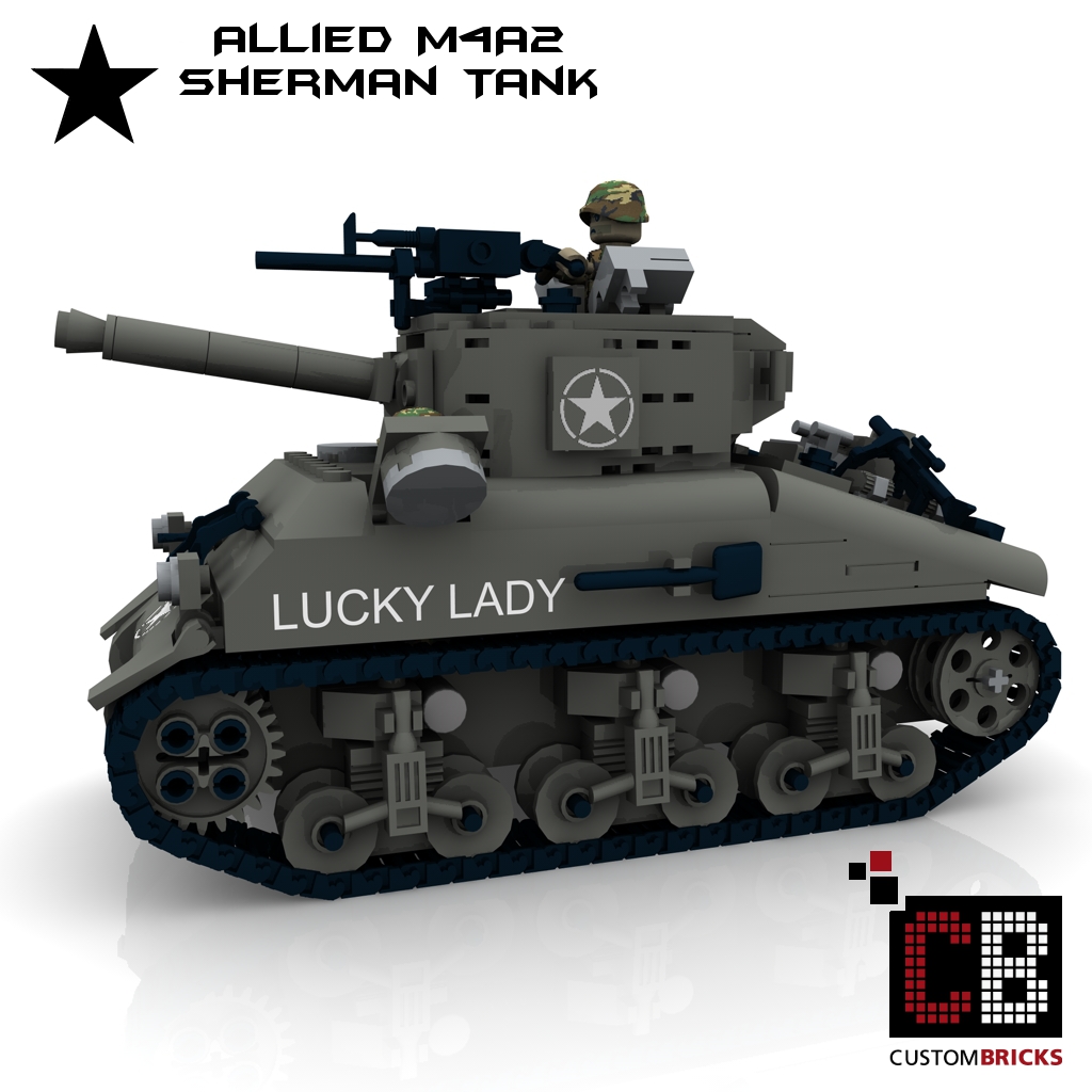 CUSTOMBRICKS.de - Custom WW2 WWII M4A2 Sherman Panzer