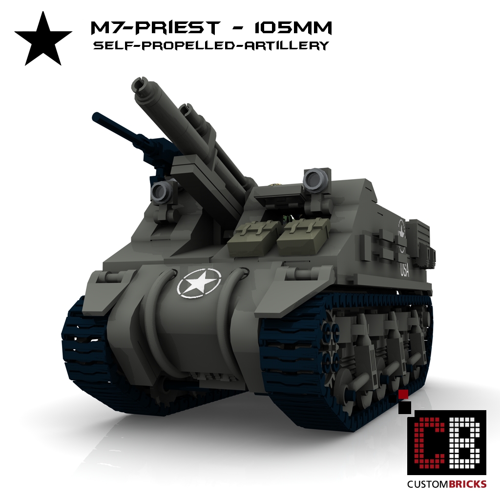 CUSTOMBRICKS.de - Custom WW2 WWII M7 Priest Artillerie