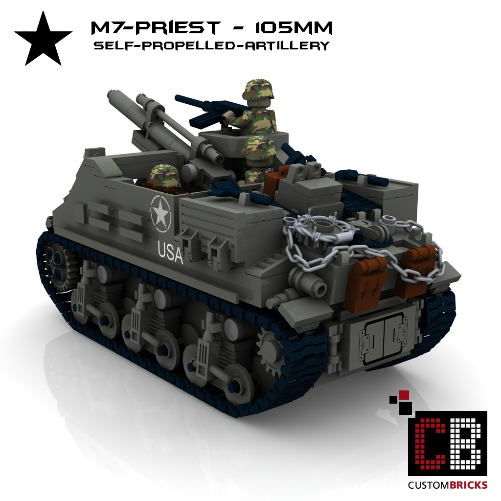 CUSTOMBRICKS.de - Custom WW2 WWII M7 Priest Artillerie