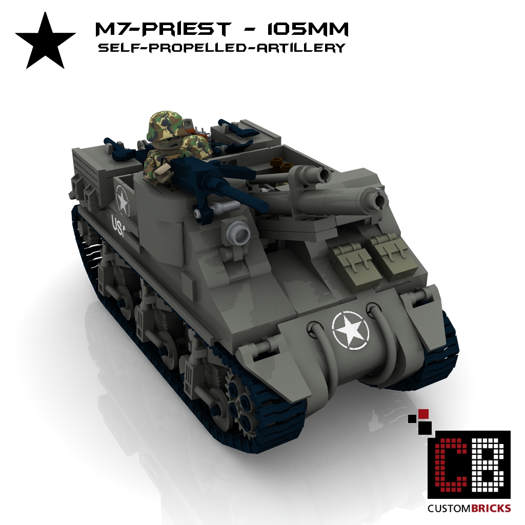 CUSTOMBRICKS.de - Custom WW2 WWII M7 Priest Artillerie