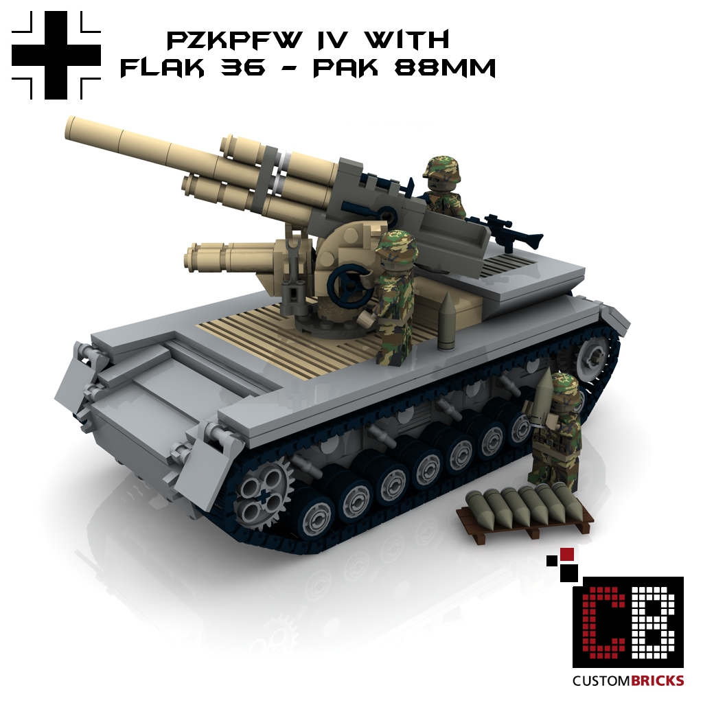 CUSTOMBRICKS.de - Custom-WW2-WWII-Tank-PzKpfw-IV-PAK-88-Gun