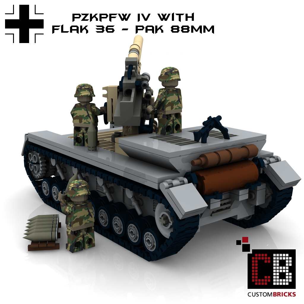 CUSTOMBRICKS.de - Custom-WW2-WWII-Tank-PzKpfw-IV-PAK-88-Gun