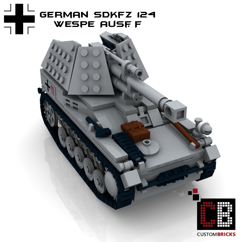 CUSTOMBRICKS.de - LEGO-Custom-WW2-Panzer-SdKfz-124-Wespe-105mm-Haubitze