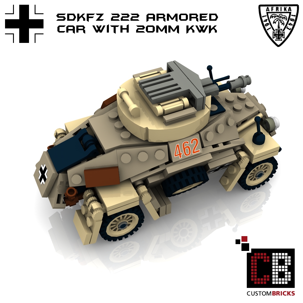 CUSTOMBRICKS.de - LEGO WW2 WWII Wehrmacht SdKfz 222 20mm KwK LA-Design ...