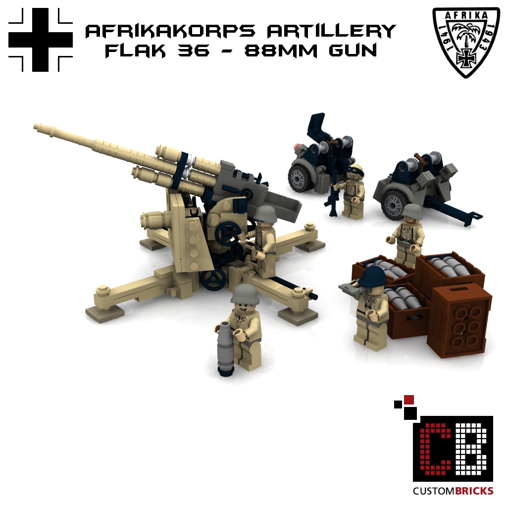 CUSTOMBRICKS.de - LEGO WW2 WWII Wehrmacht Flak 36 88mm Artillerie ...