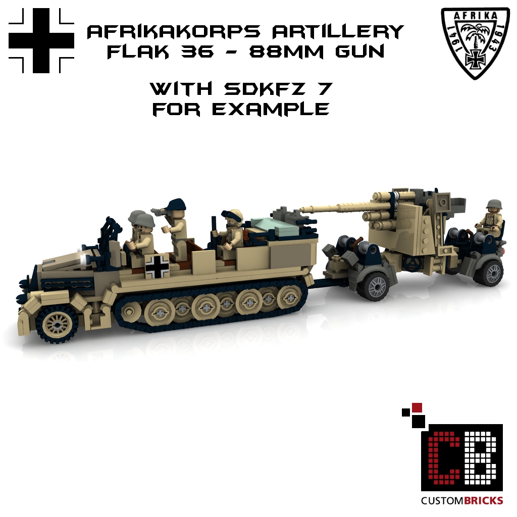 CUSTOMBRICKS.de - LEGO WW2 WWII Wehrmacht Flak 36 88mm Artillerie ...