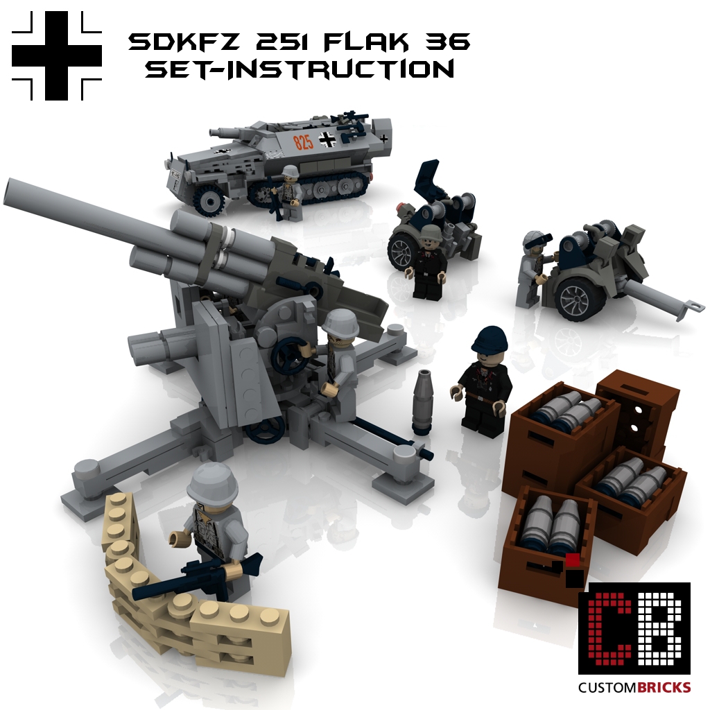 CUSTOMBRICKS.de - LEGO-Custom-WW2-Flak-36-SdKfz-251-9